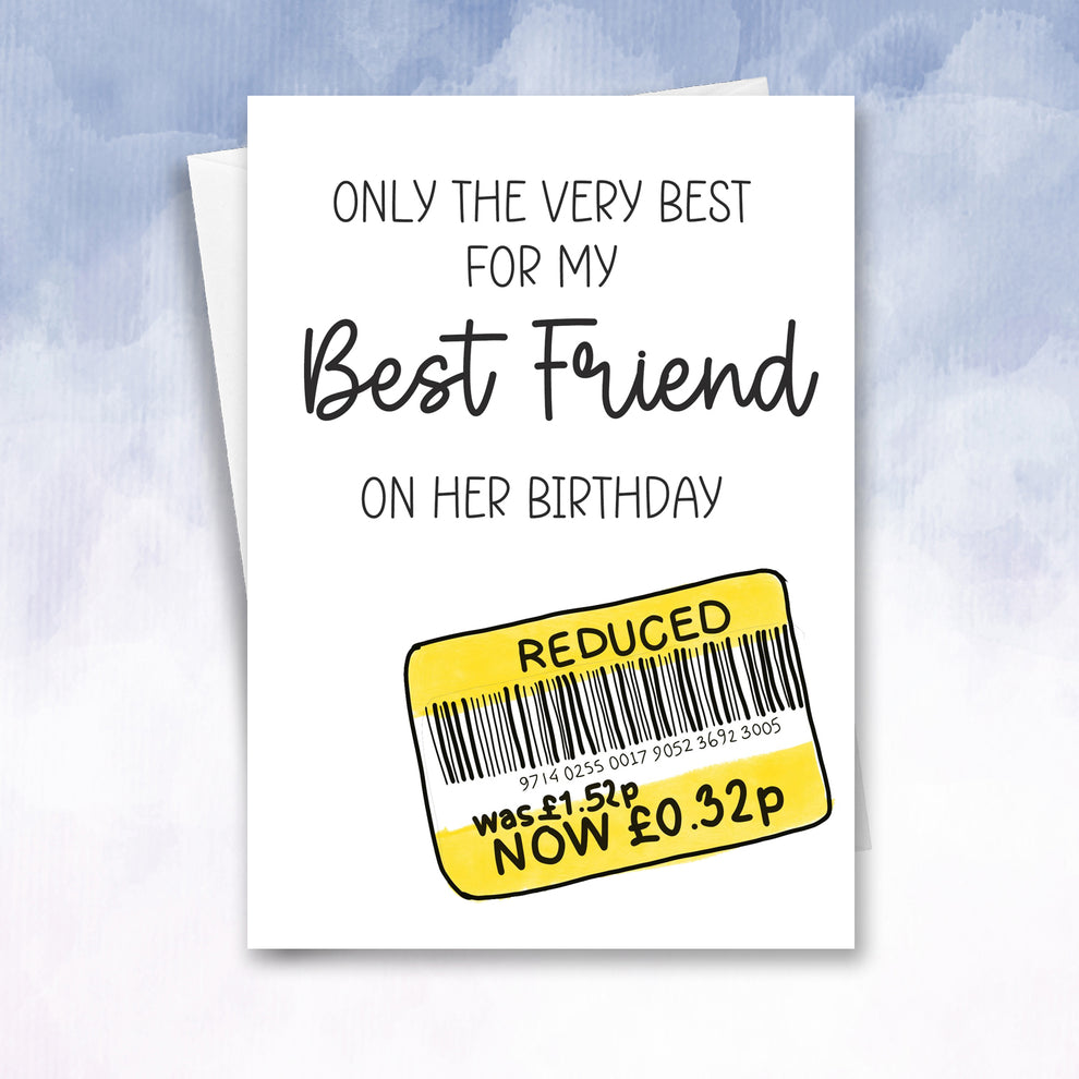 Funny Yellow Reduced Sticker Best Friend Birthday Card – SquidgeMakes