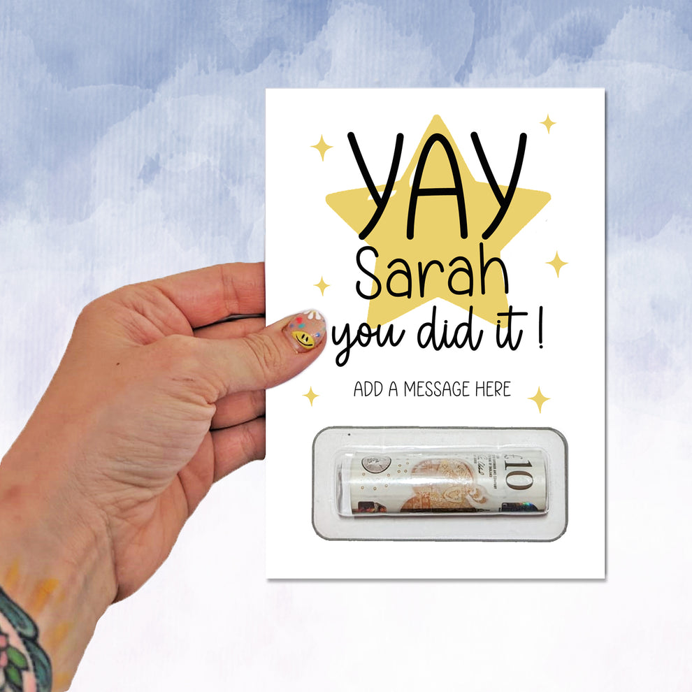 Yay you Did it well done money wallet card Personalised gift – SquidgeMakes